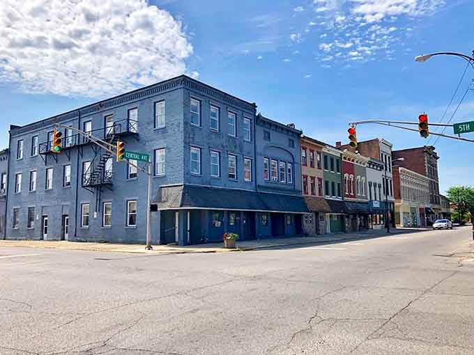 These colorful buildings stand as cheerful reminders that small-town America isn't giving up without a fight.
