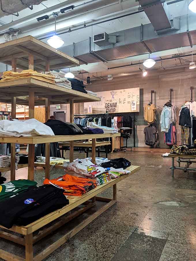 Raw wood tables, exposed ceilings, and stacks of denim, this shop keeps things refreshingly no-fuss on the Plaza.