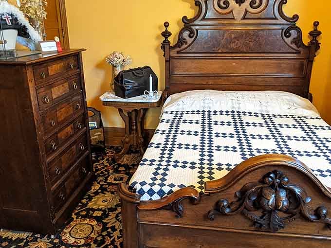 That carved walnut bed frame didn't come from a furniture warehouse. Victorian craftsmen had something to prove.