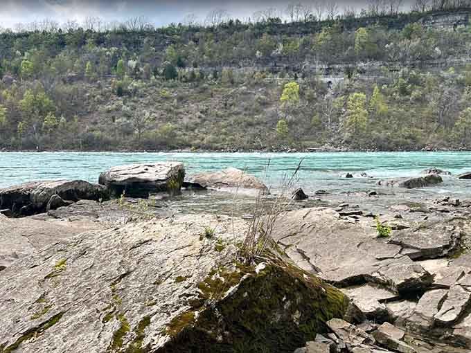 Flat ancient rock, rushing turquoise water, and zero crowds. This is what a good decision looks like.