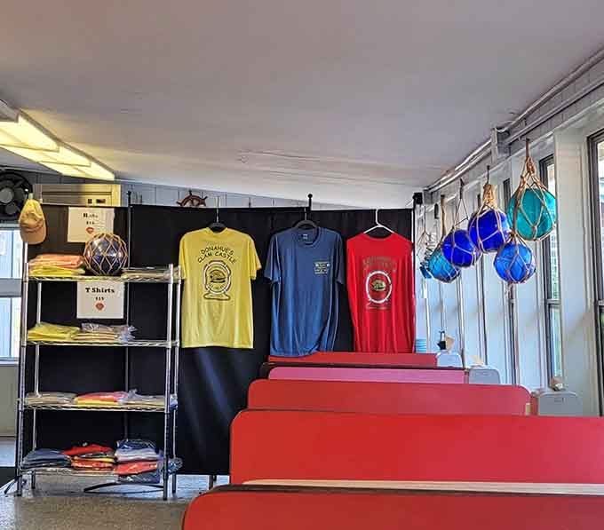 Clam Castle t-shirts and hats, because some meals deserve a souvenir. Take the memory home with you.