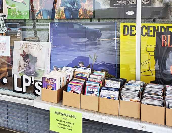 Even the sidewalk sale outside is packed with records worth flipping through. The fun starts before you even walk in.