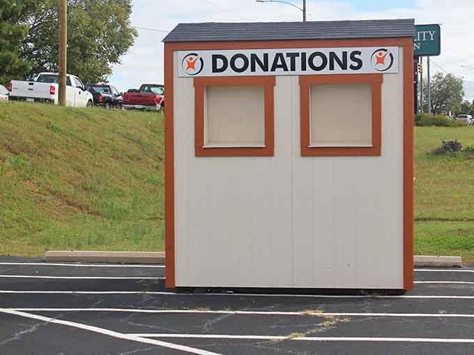 A dedicated donations drop-off spot in the parking lot, making it easy to give back before you even walk in.