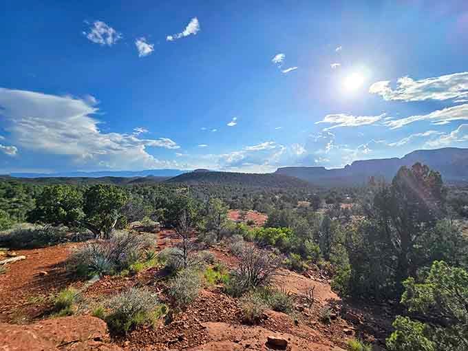 The sun over Dry Creek Basin isn't subtle about anything. Bring sunscreen and your best sunglasses.