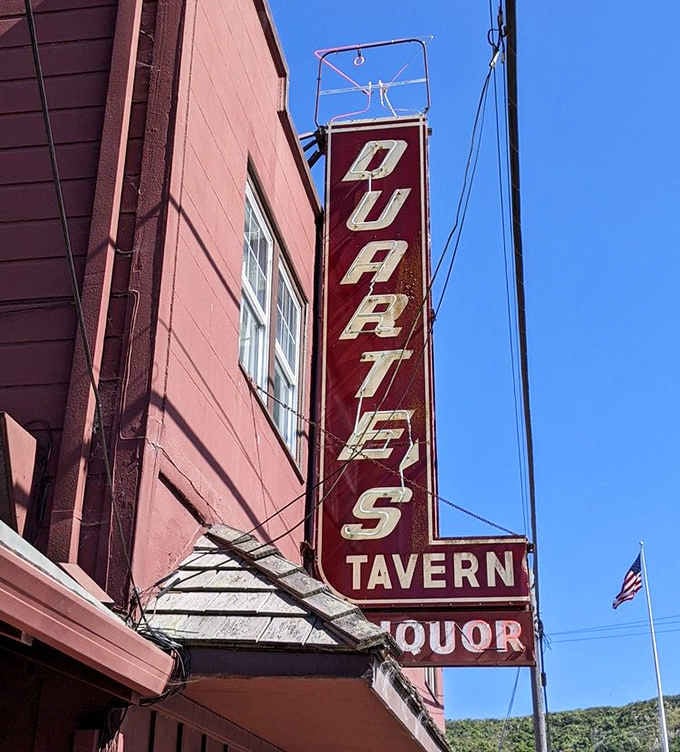 The Duarte's Tavern sign against a brilliant blue sky. Old neon, big history, and a very good lunch ahead.