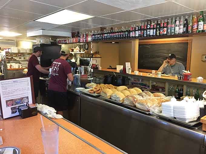 Behind the scenes, where homemade cinnamon buns and donuts are crafted with old-school dedication and skill.