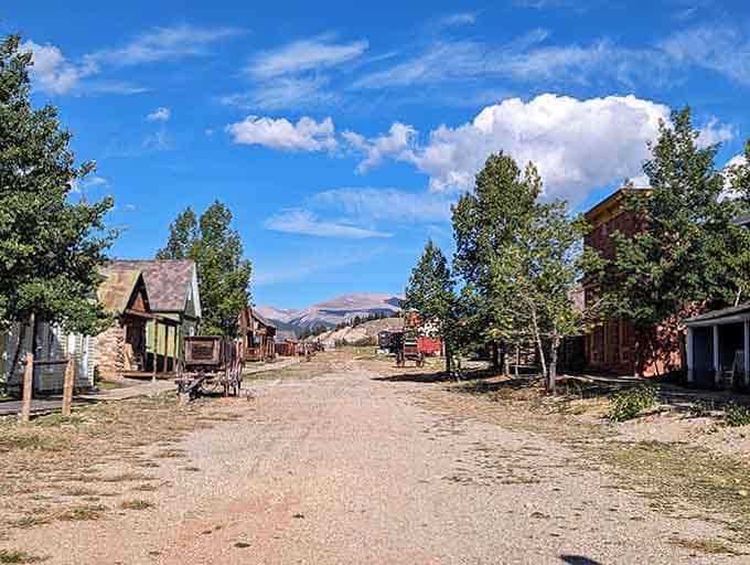 Dirt roads wind through the recreated mining town, where history lives without velvet ropes or gift shops.