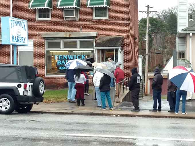 People standing in the rain with umbrellas just to get inside. That's not a line, that's a testimony.