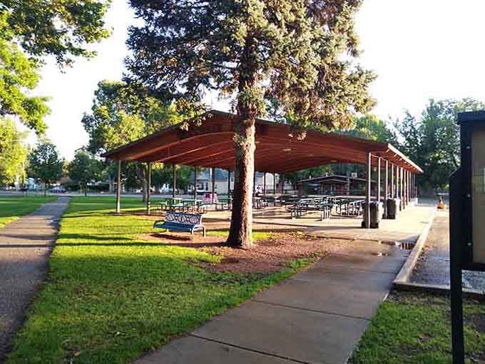 Community park pavilions offer gathering spaces where locals connect in person, not through screens and status updates.