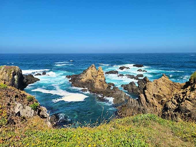 Pomo Bluffs Park delivers the kind of raw, jagged coastline that reminds you the Pacific Ocean is not here to impress you gently.
