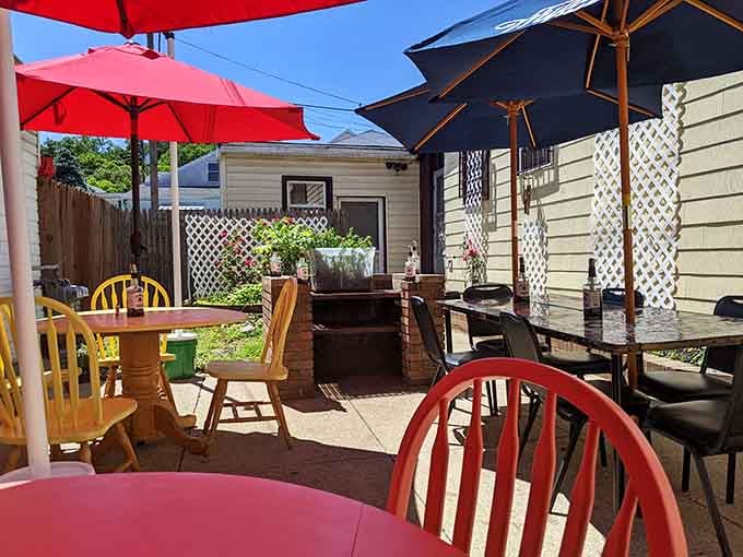 An outdoor patio for those perfect Kentucky days when sunshine and fried chicken are the only agenda items needed.