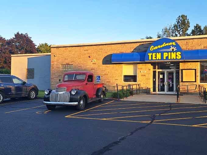Gardner Ten Pins has been knocking down stress one frame at a time, and that vintage truck out front means business.