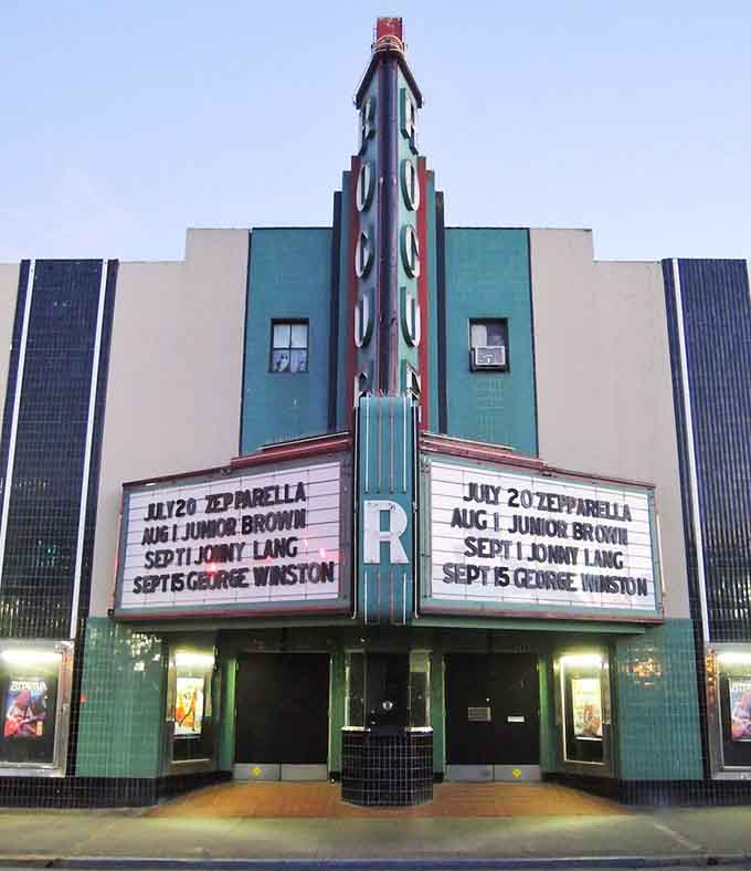 The Rogue Theatre's classic marquee is the kind of thing that makes you slow down and actually look up.