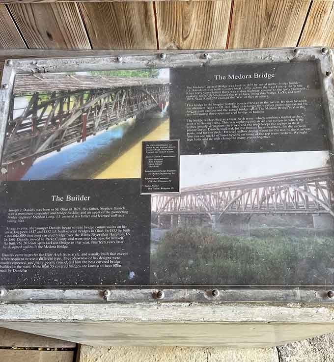 This information board tells the full story of builder J.J. Daniels, and it's genuinely worth every word you read.
