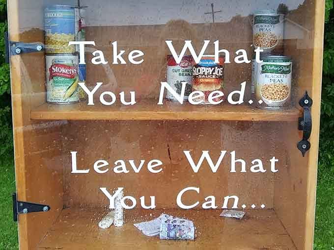 Take what you need, leave what you can. The bridge's neighbor reminds you that good communities look out for each other.