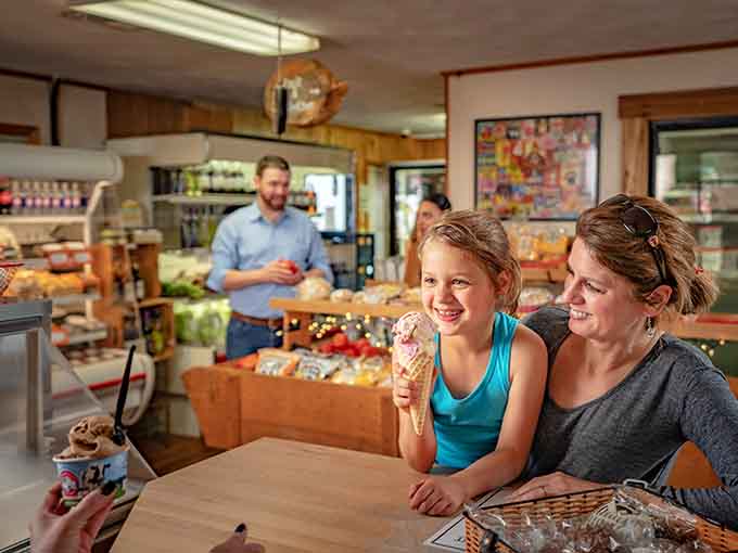That little girl's smile holding a waffle cone is the most honest review any ice cream shop has ever received.