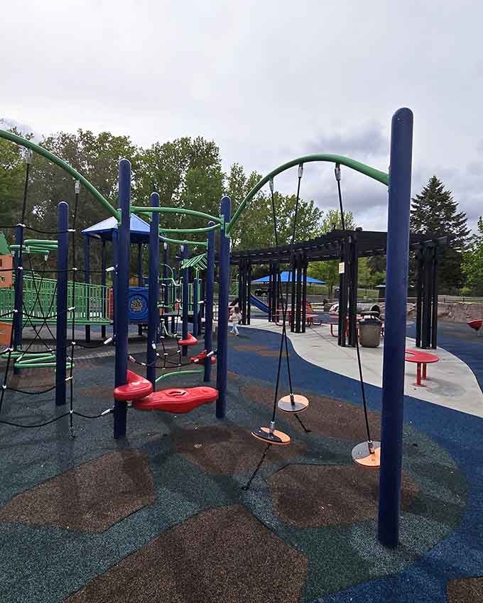 Disc swings and rope elements add variety to the swinging experience, because traditional swings are just the beginning.