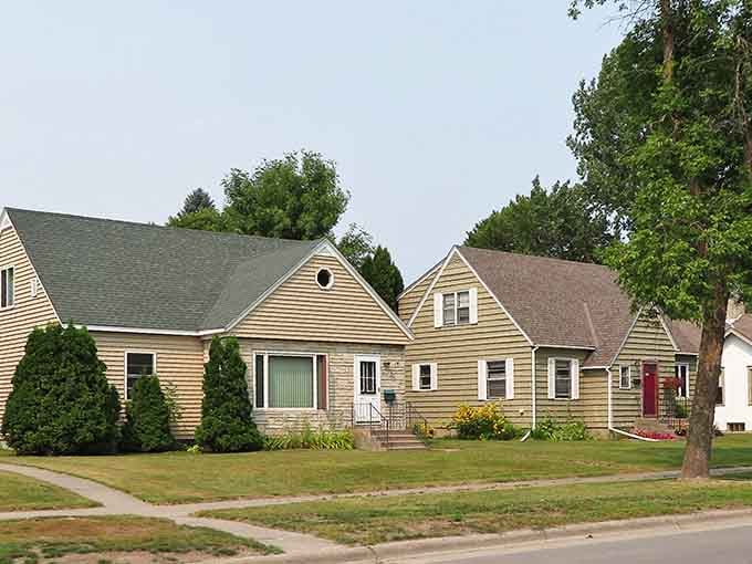 Residential neighborhoods show well-maintained homes where people actually live, not vacation rentals pretending to be communities.