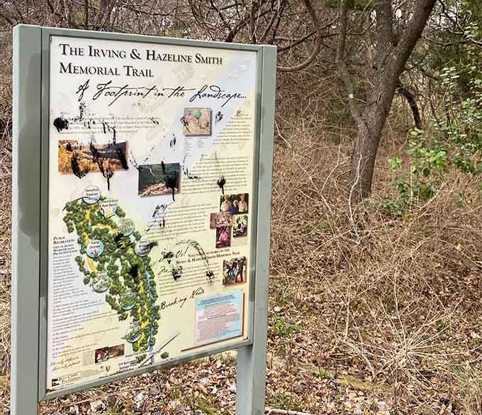 The trailhead sign sets the tone. A footprint in the landscape, and a good one at that.