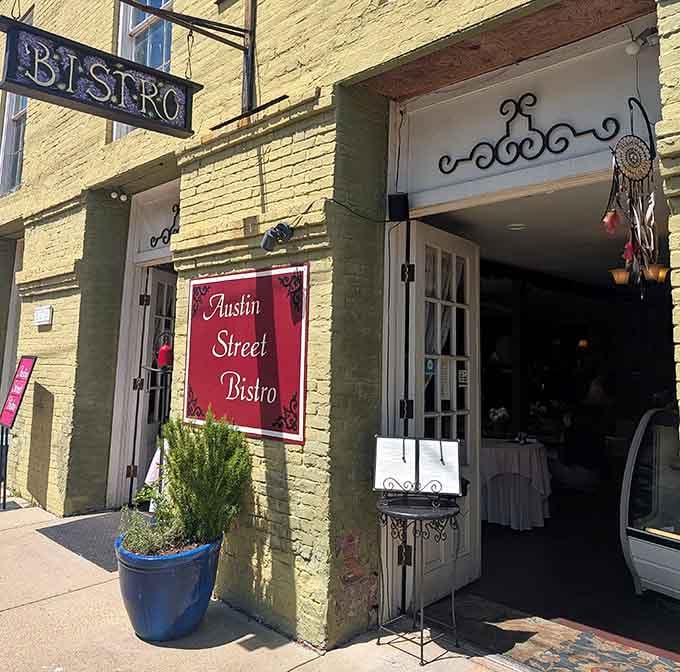 Austin Street Bistro's open doors and elegant signage invite you in like a friend who actually knows how to cook.