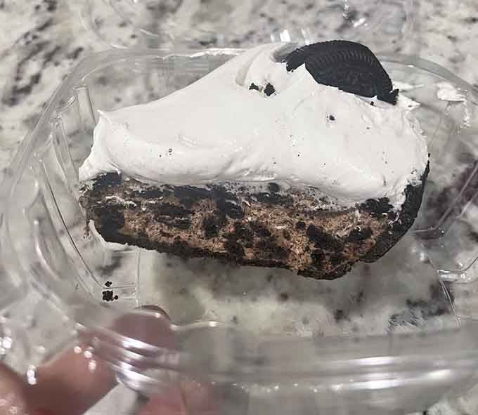 Oreo pie topped with whipped cream. One bite and you'll completely forget you said you were too full for dessert.