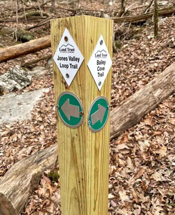 Trail marker pointing adventurers in the right direction, because getting lost is only romantic in old movies and songs.