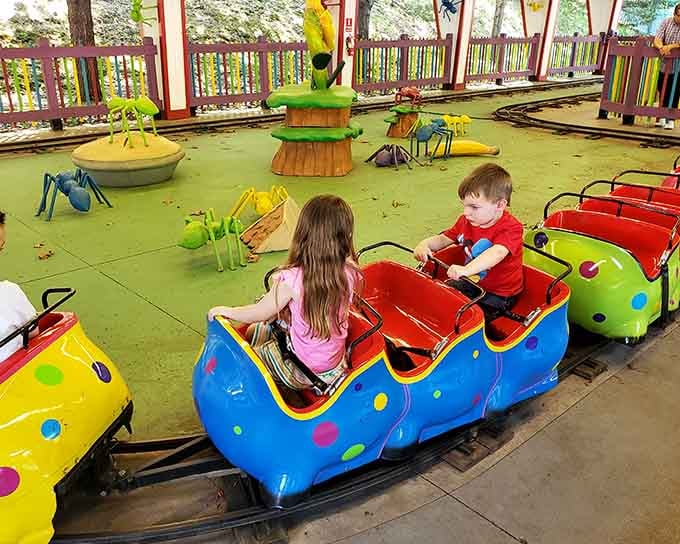 The Caterpillar Train is where little ones get their first taste of the ride life. It starts here, folks.