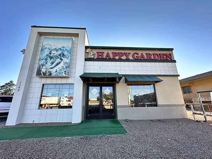 A mural of the Great Wall on a Chinese restaurant in Colorado, and somehow it works perfectly.