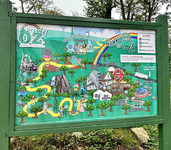 The official park map lays out every stop on your Oz adventure. Yes, there's a Haunted Forest. No, you cannot skip it.