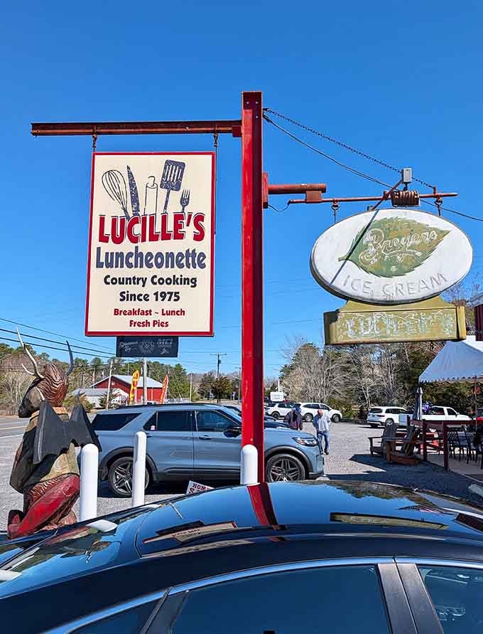 That vintage sign advertising country cooking since 1975 tells you everything about what awaits inside here.