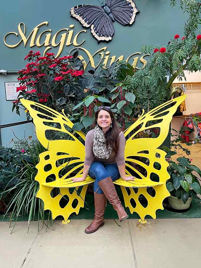 This cheerful yellow bench practically begs you to sit and contemplate your newfound appreciation for lepidoptera.
