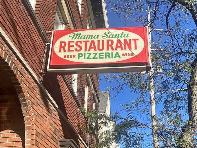 That classic red and cream Mama Santa's sign has been pointing hungry people in the right direction for decades.