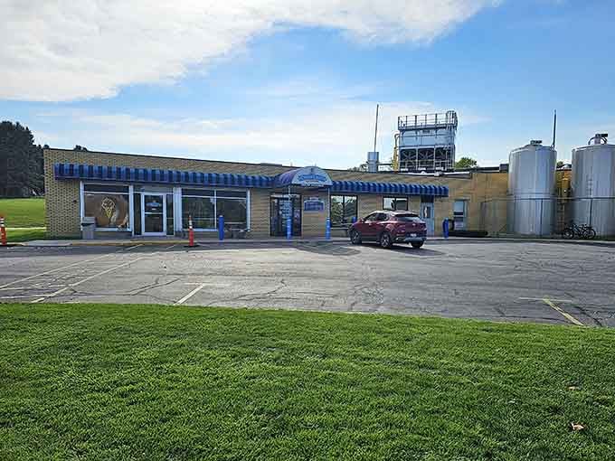 Cedar Crest Ice Cream's blue-striped building promises sweet treats made right here in Wisconsin dairy country.