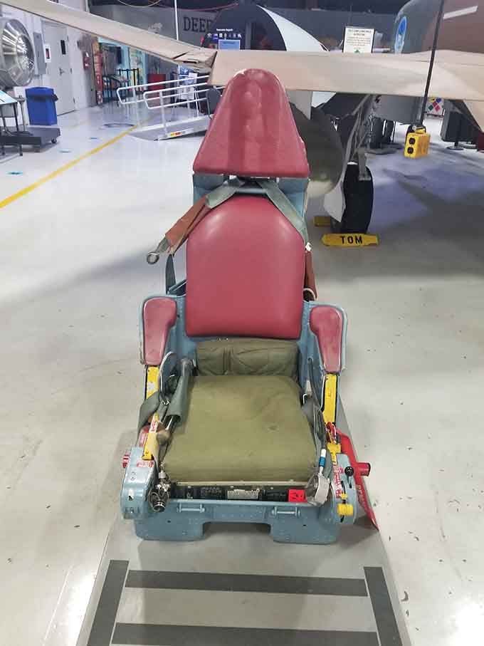An ejection seat on display, the world's most dramatic exit strategy, now thankfully just a museum piece.
