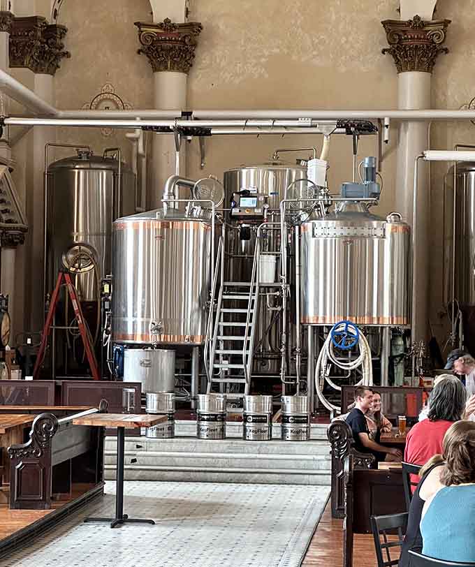Gleaming brewing tanks standing where pews once sat is the kind of repurposing that deserves a hallelujah.