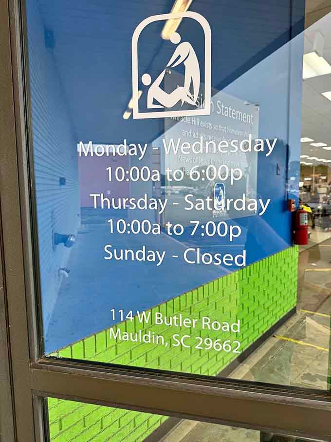 Monday through Saturday, Miracle Hill keeps its doors open, giving you plenty of chances to find your next great find.