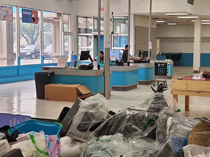 The checkout counter bathed in natural light from large windows, a calm finish line after an exciting hunt through the store.