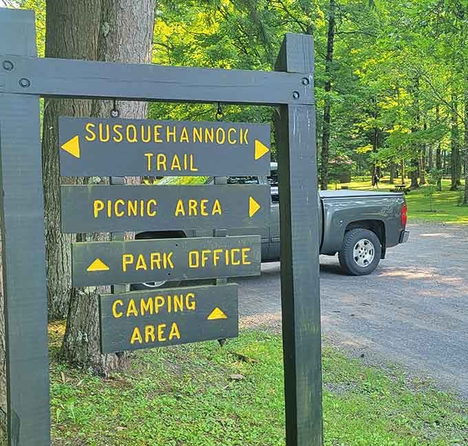 When the signs point toward the Susquehannock Trail and the camping area, the only right answer is to follow them.