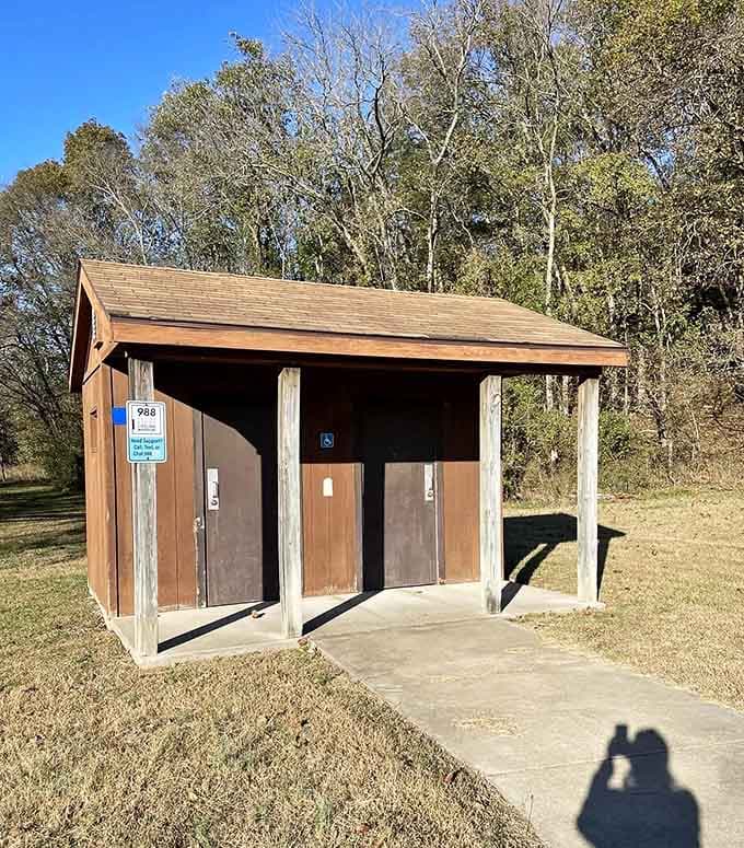Even the restroom facilities at the Ozark Chinquapin Trail are tidy and accessible. Nature calls, and this place answers.