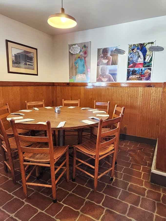 Round tables perfect for gathering with family and friends to share stories over incredible food.