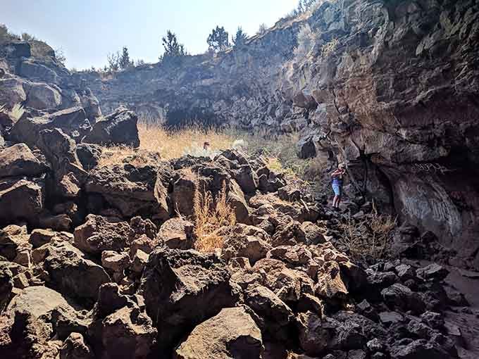 The collapsed section creates multiple openings, each one offering a different perspective on the world above ground.