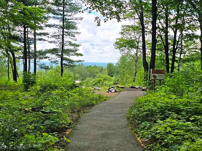A quiet path opens to sky and stone. Rib Mountain always has one more surprise waiting around the bend.