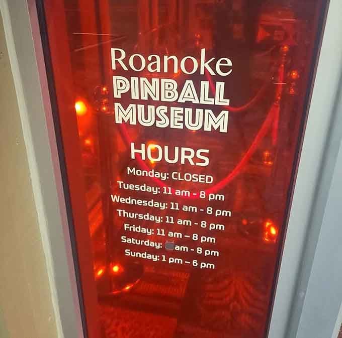 Tuesday through Sunday, the machines are waiting and the flippers are ready, so plan accordingly and don't sleep on Saturday hours.