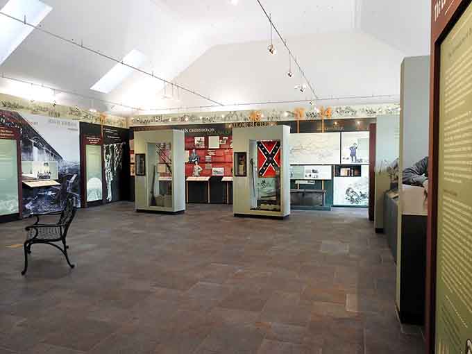 Inside the visitor center, maps, artifacts, and exhibits pull you straight into the chaos of those final Civil War days.