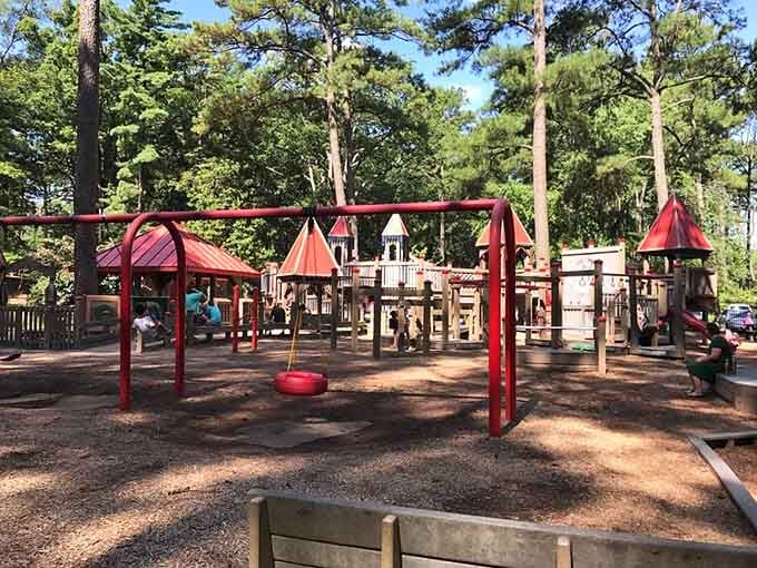 Ben's Red Swings Playground sits right next to the zoo, because apparently one incredible thing wasn't enough for this park.