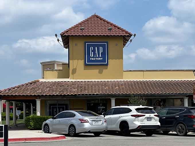 Gap Factory standing tall with its terracotta roof, reliable classics at outlet prices never go out of style.