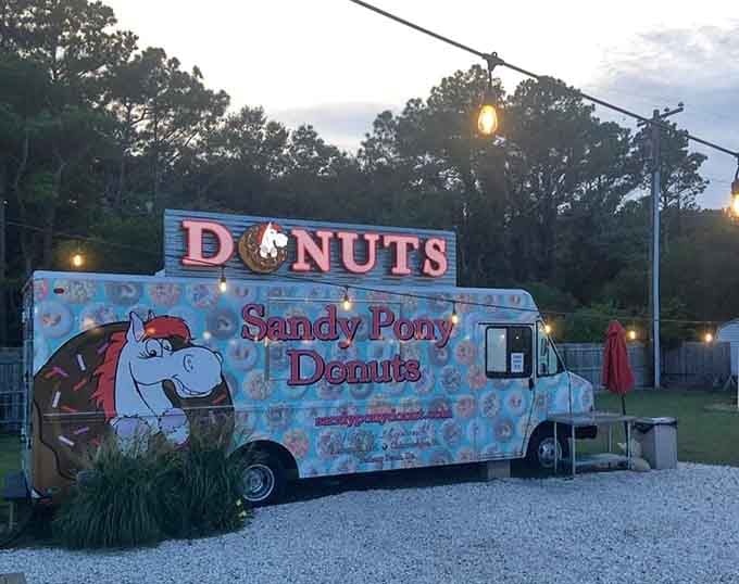 String lights, a painted truck, and donuts at dusk. This is what a perfect summer evening looks like.