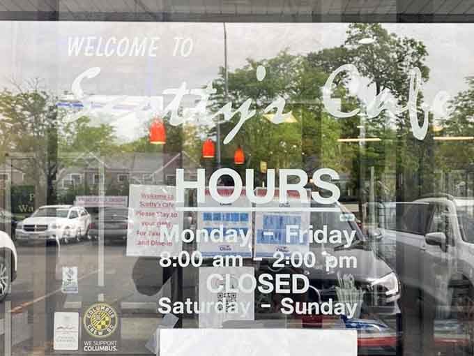 Monday through Friday, eight to two, which means Scotty's Cafe is basically the world's best reason to take a long lunch break.