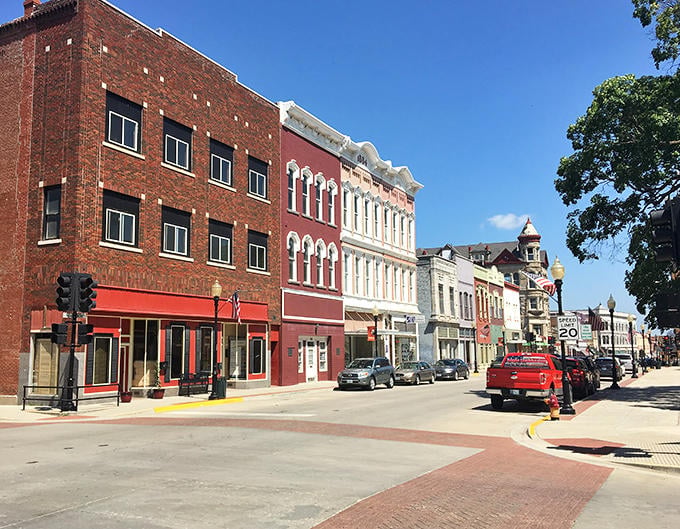 The colorful storefronts along downtown streets create a streetscape that actually invites you to park and explore on foot.