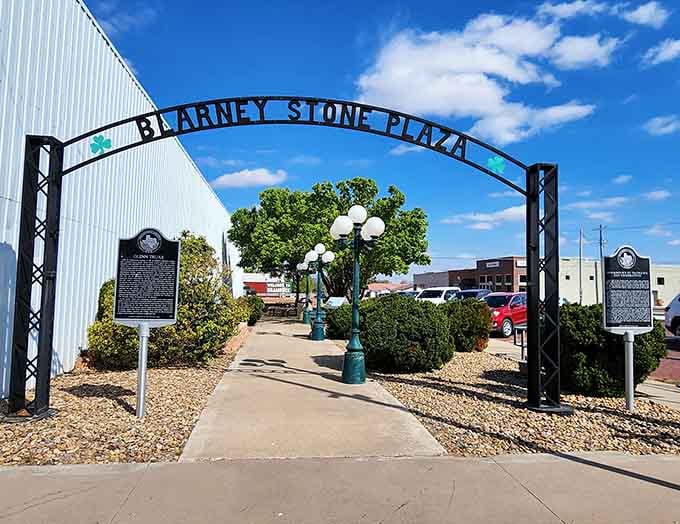 Walking under the Blarney Stone Plaza arch in Shamrock, Texas feels like getting a warm Irish handshake from the whole town.